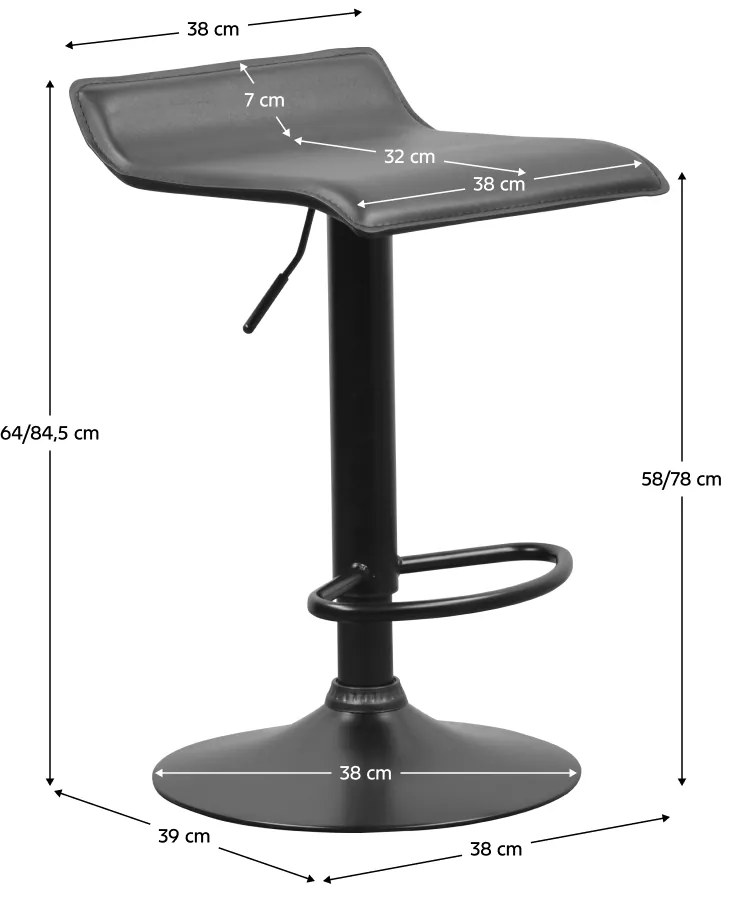 Kondela Barová židle, černá ekokůže, BAILI