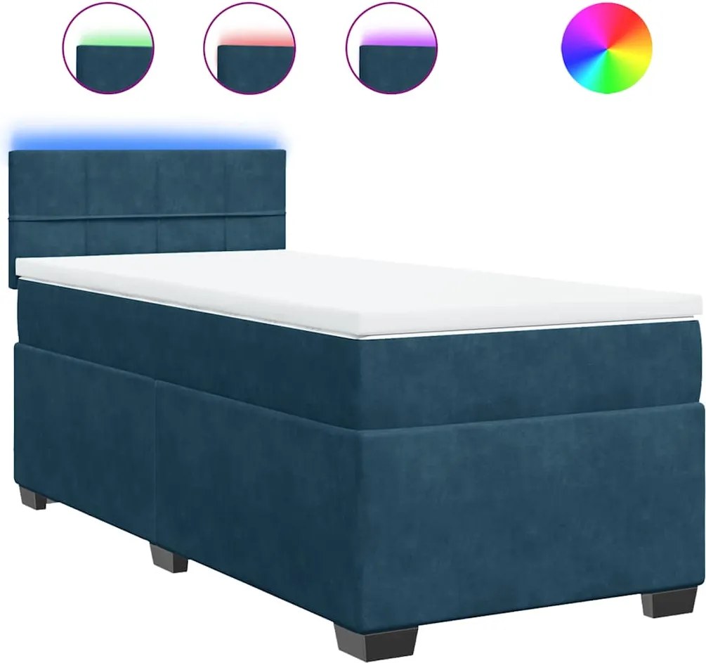 Box spring postel s matrací modrá 100 x 200 cm samet 3288538