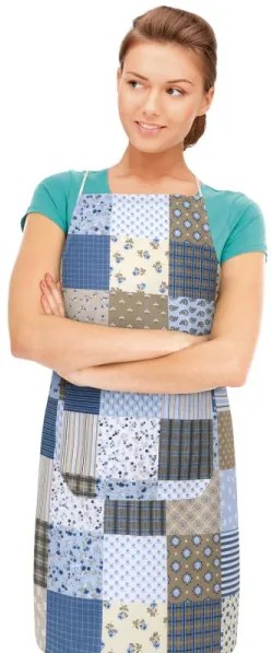 Bellatex Kuchyňská zástěra ADÉLA zástěra 67x84 cm Patchwork modrá