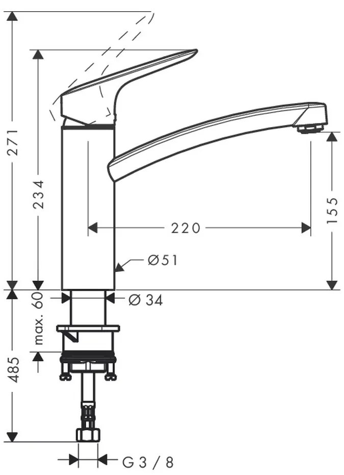 Hansgrohe Logis - Dřezová baterie stojánková, chrom 71832000