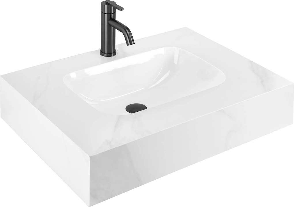 Rea Aresa Belt, nástěnné umyvadlo 700x500x150 mm, bílá-imitace kamene, REA-U9971