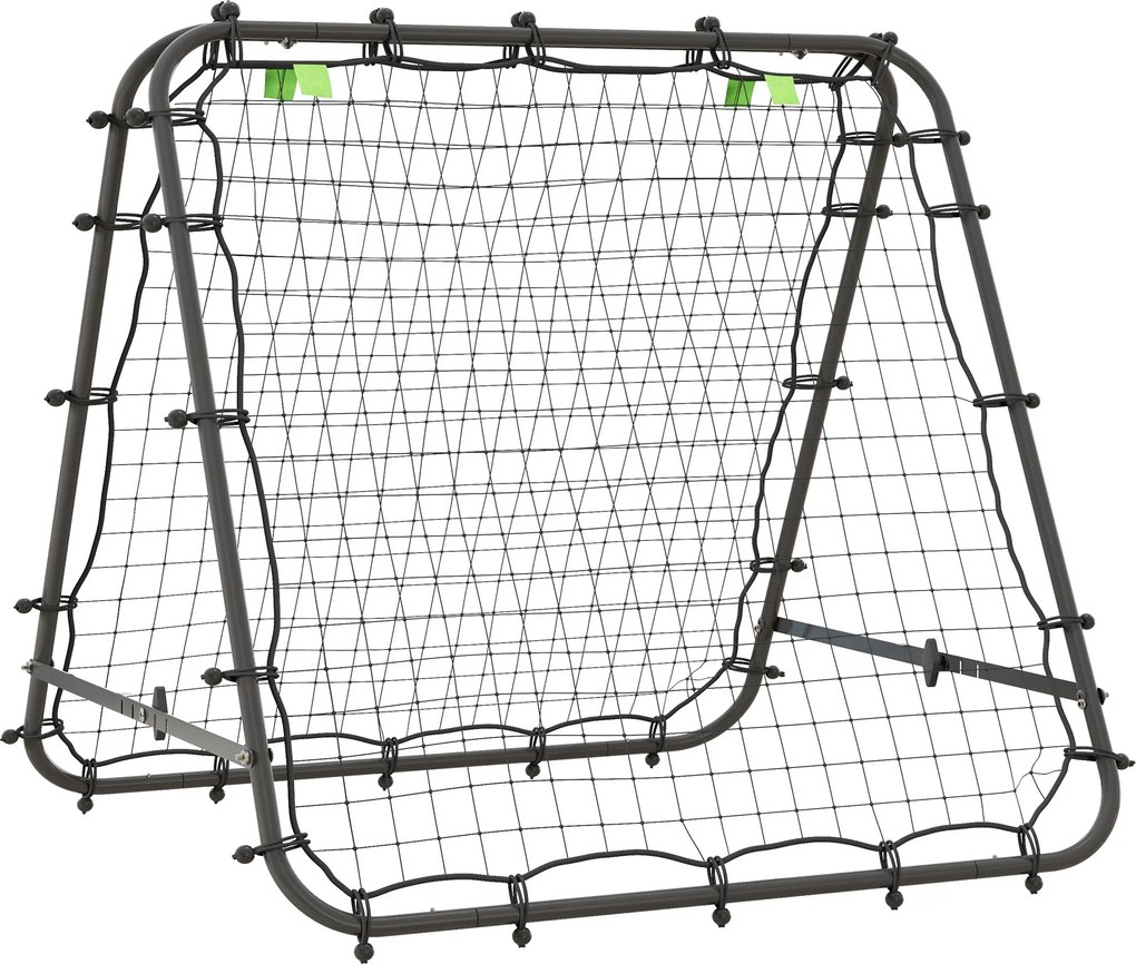 HOMCOM Rebounder na fotbal, nastavitelná odrazová stěna s 5 úhly a odrazovou sítí, 100 x 95 cm brána pro teenagery, odrazová stěna pro trénink házené,