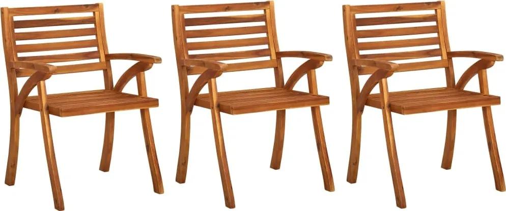 vidaXL Zahradní jídelní židle s poduškami 3 ks masivní akáciové dřevo [3060847] Barva: Červená