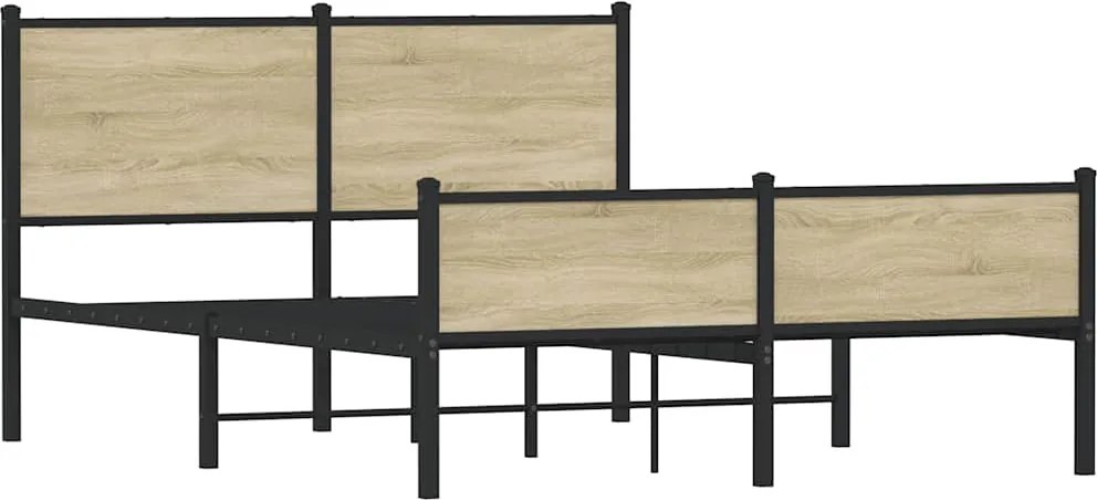 Kovový rám postele bez matrace dub sonoma 150 x 200 cm 3301399
