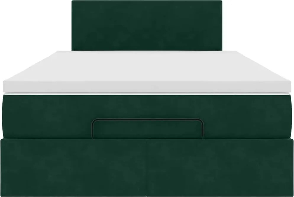 Osmanský rám postele s matrací tmavě zelená 120x200cm samet 3311696