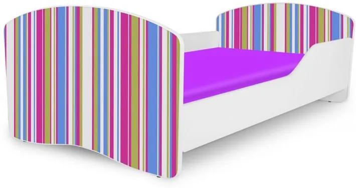 Dětská postel - Růžové proužky - rainbow - 160 x 80 cm