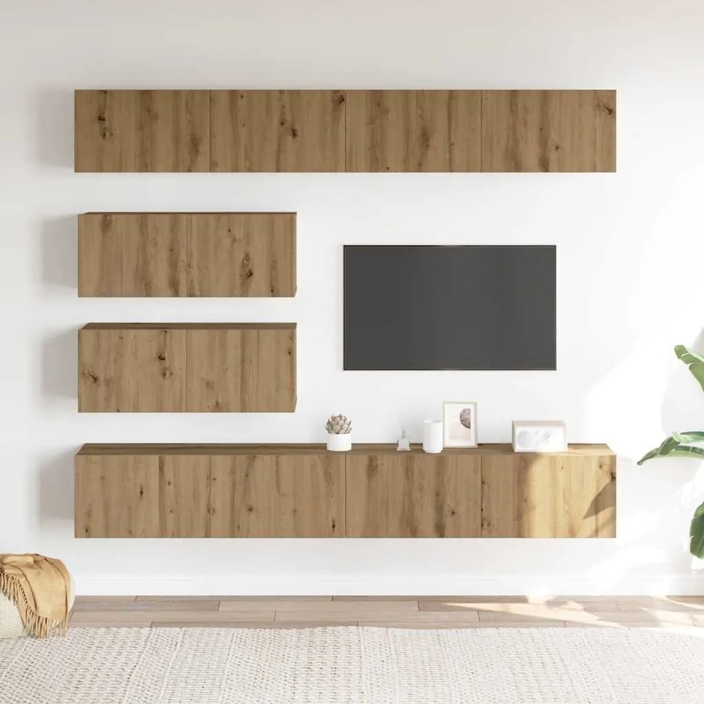 Sada 6 kusů nástěnné TV skříňka dub artisan kompozitní dřevo 3329150