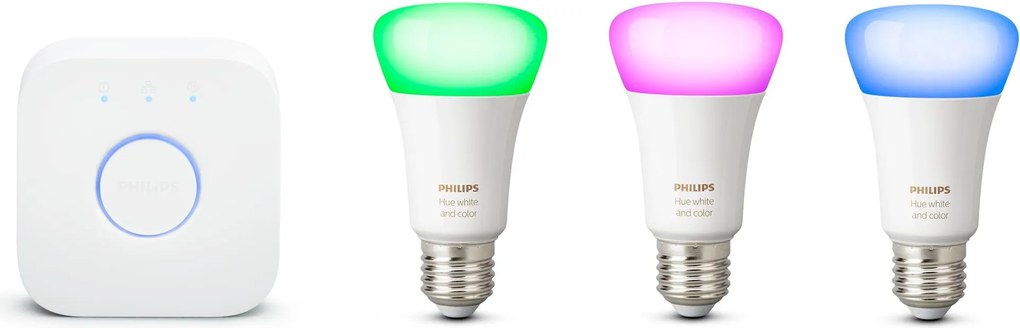 Sada chytrého osvětlení philips hue white and color ambiance 9w e27 promo starter kit