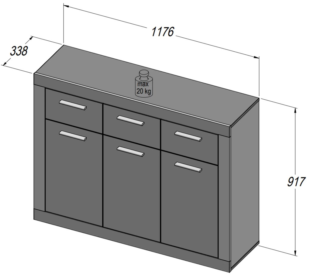 Sconto Komoda BACCIO 231 bílá/dub pískový