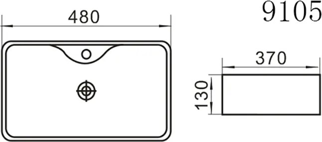 Erga Joyce, umyvadlo na desku 480x370x130 mm, bílá lesklá, ERG-V03-9105-WH