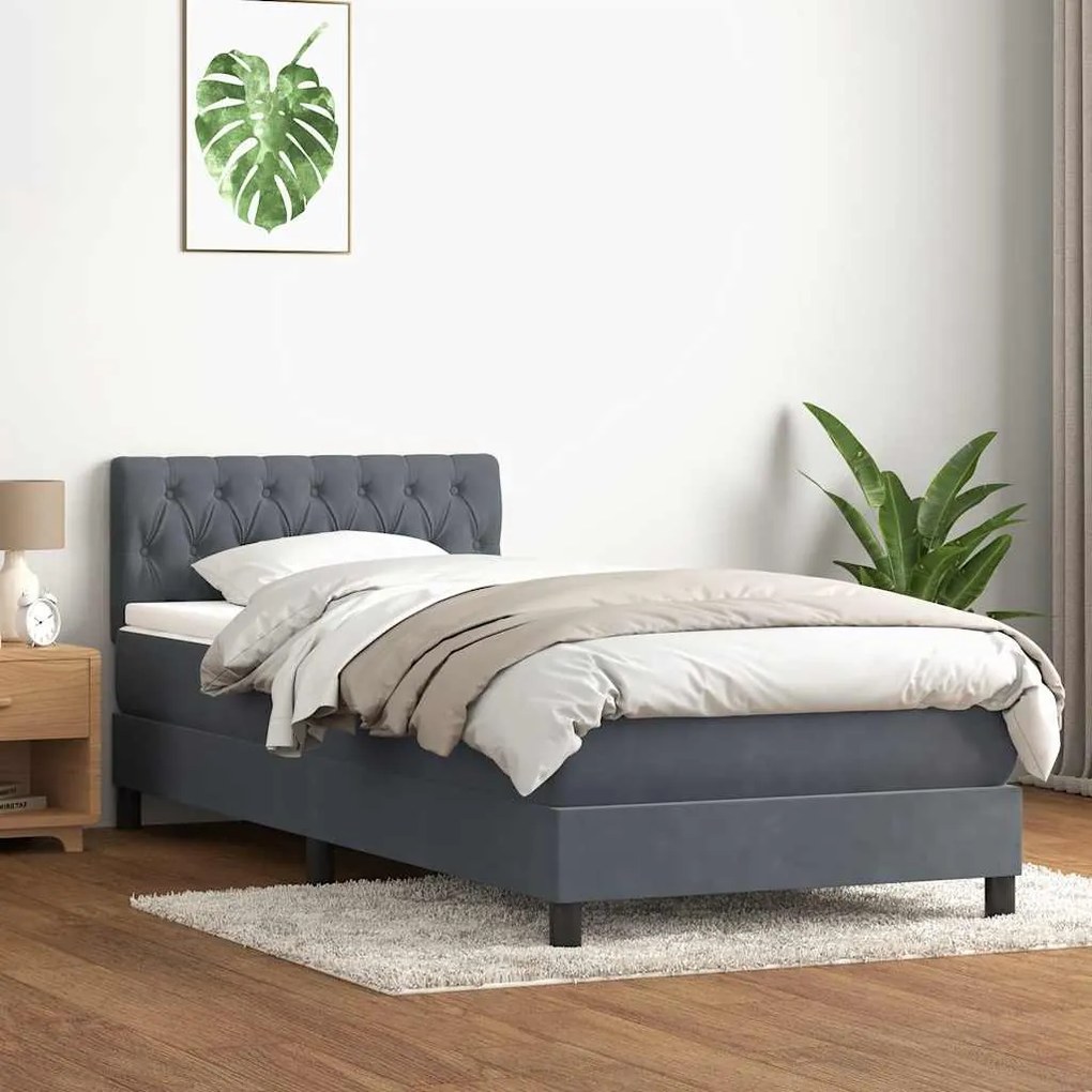 Box spring postel s matrací tmavě šedá 80x220 cm samet 3316522