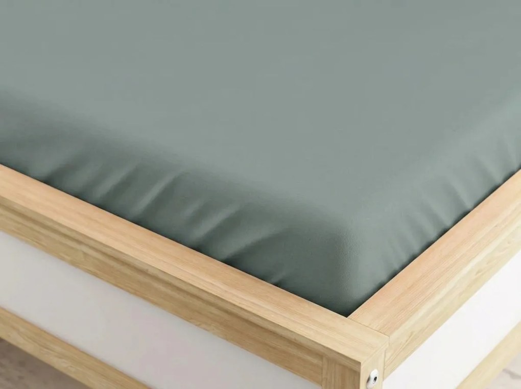 Napínací prostěradlo z mikrovlákna šedozelené 90 x 200 cm