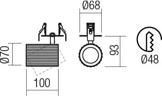 Redo group Redo Delphi, černé zápustné stropní svítidlo, 1x7W GU10, ø7cm, výška 9,3cm