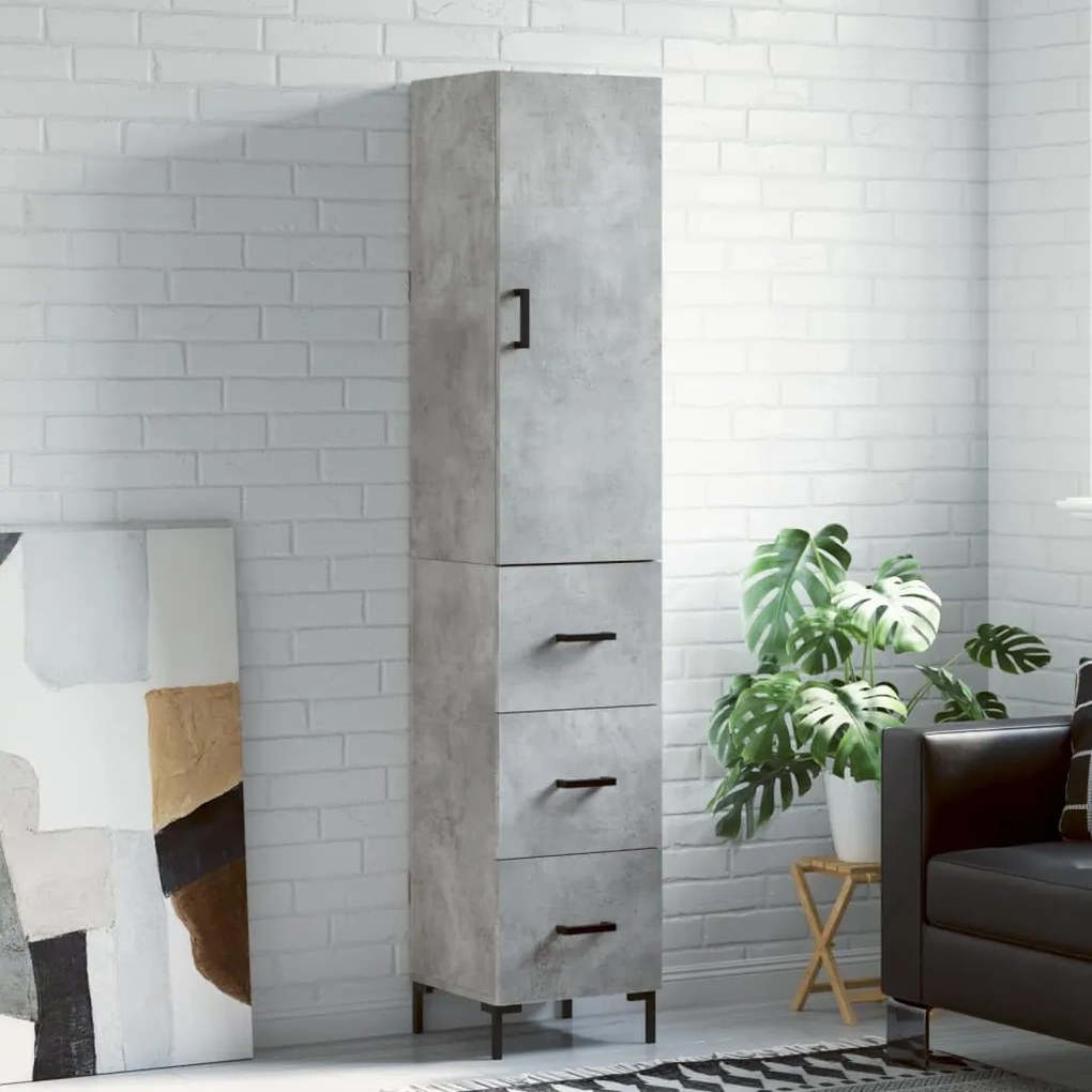 Skříň highboard betonově šedá 34,5x34x180 cm kompozitní dřevo