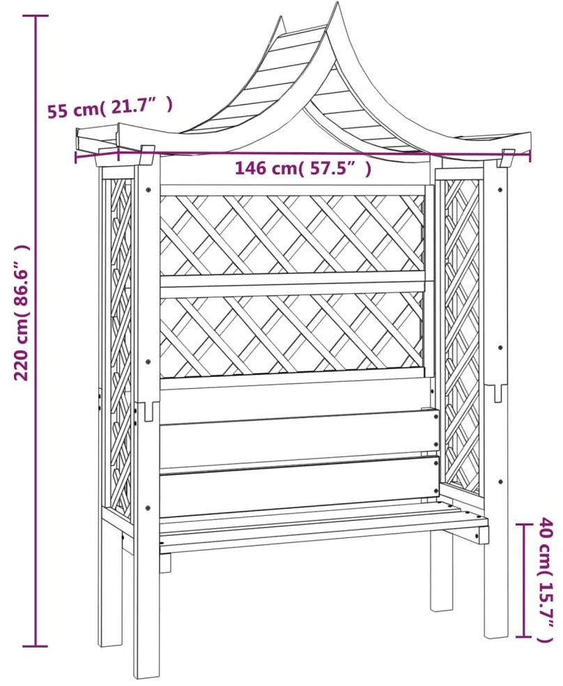 vidaXL Marketos Zahradní pergola se stříškou a lavicí impregnovaná borovice