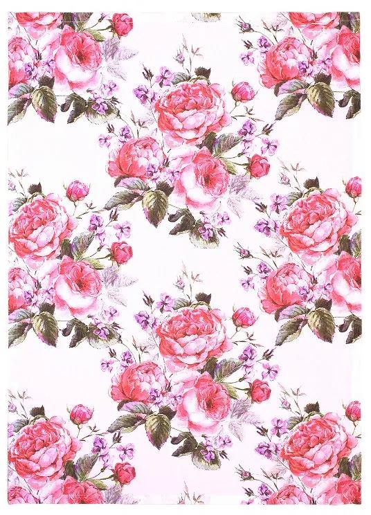 SCANquilt utěrka FLORA růže bílorůžová 50 x 70 cm