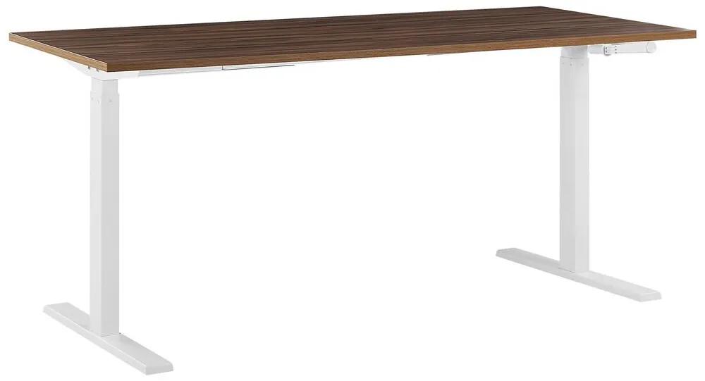 Manuálně nastavitelný psací stůl 160x72 cm hnědý-bílý DESTIN II Beliani