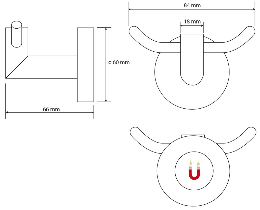 Sapho XJ235 dvojháček na otopné těleso magnetický chrom