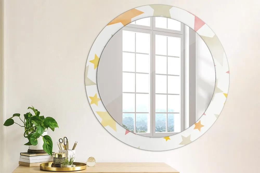 Kulaté zrcadlo s dekorem Pastelové hvězdy fi 80 cm