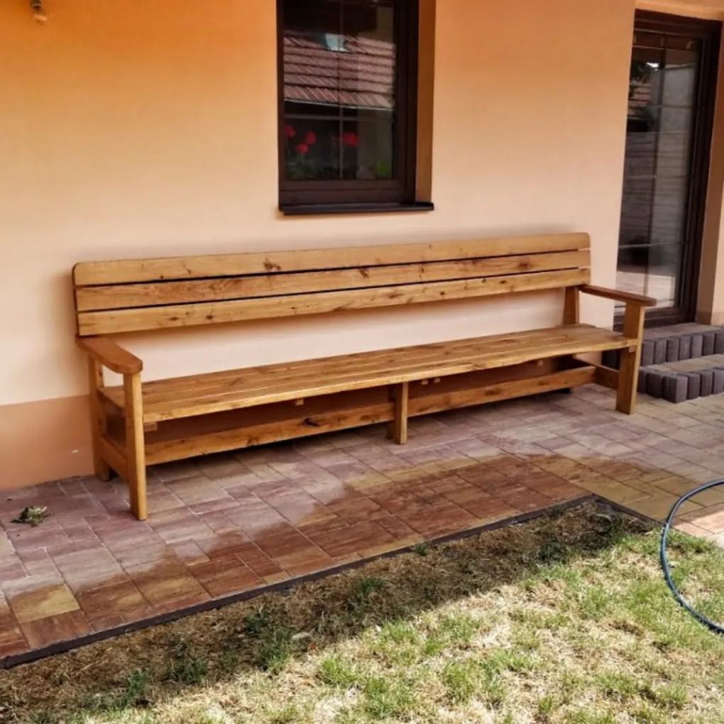 KULHÁNEK Zahradní lavice s područkami - přírodní Délka: 160 cm, Odstín nátěru: olej - palisandr