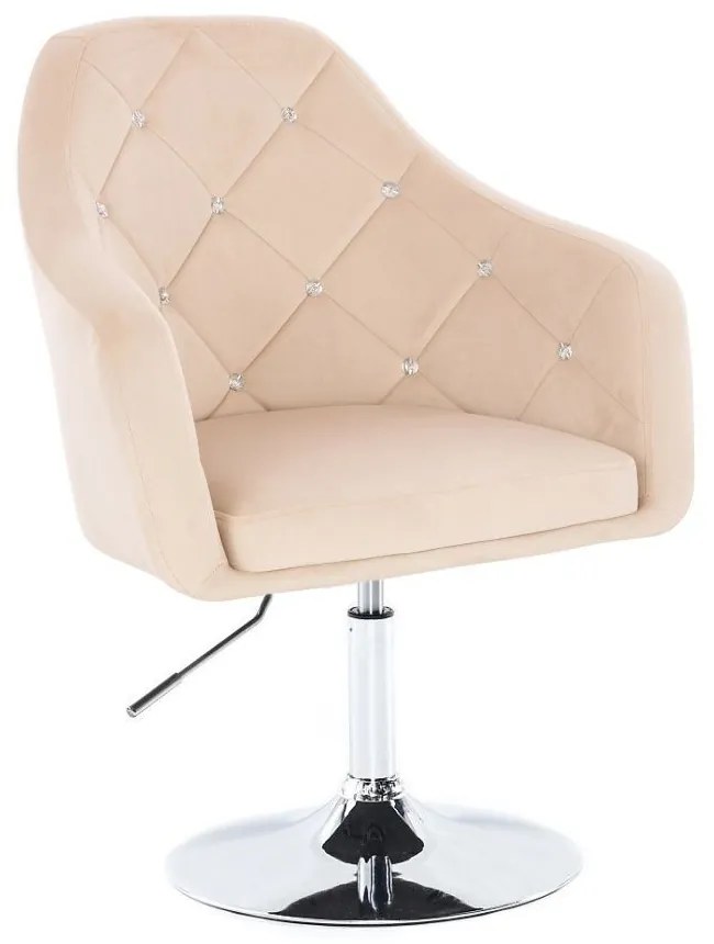 LuxuryForm DESIGN Křeslo ROMA VELUR na stříbrném talíři - krémové