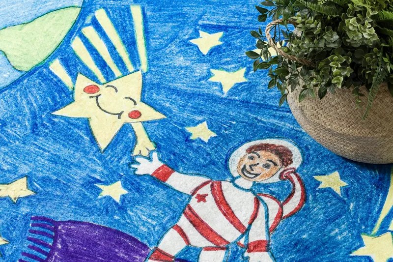 Dywany Łuszczów, Dětský kusový koberec Bambino 2265 Rocket Space blue, 160x220, modrá, dětský pokoj