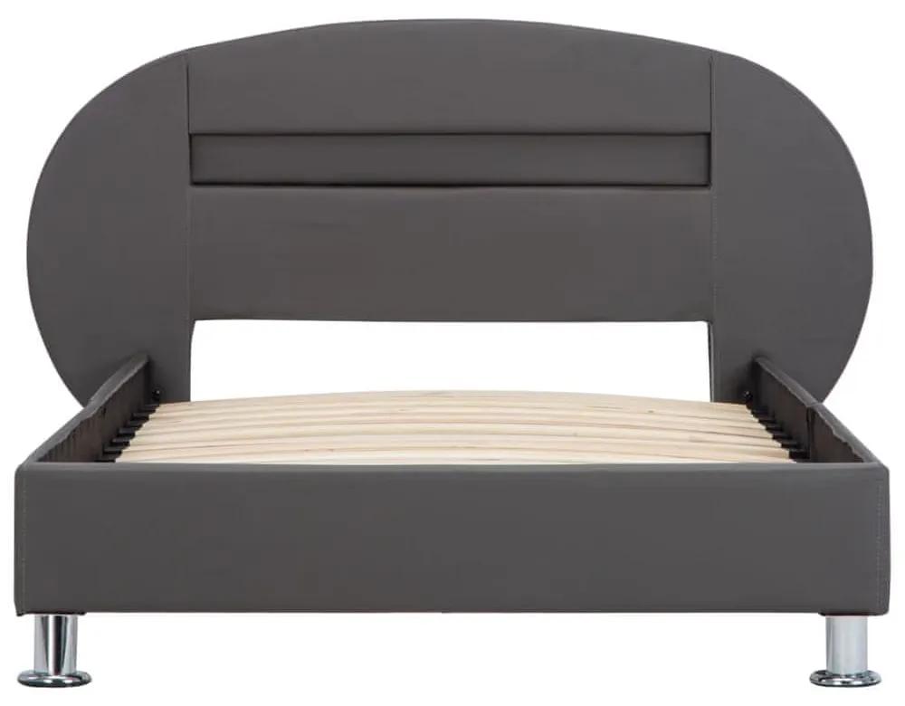 Petromila Rám postele s LED světlem šedý umělá kůže 90 x 200 cm