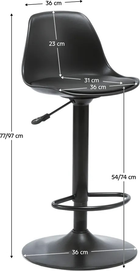 Kondela Barová židle, černá, DOBBY NEW