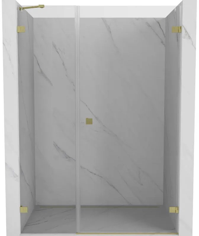 Mexen Lunar-B sprchové dveře výkyvné pravé 135 cm, transparentní, zlaté kartáčované - 832S-135-050-55-00-P