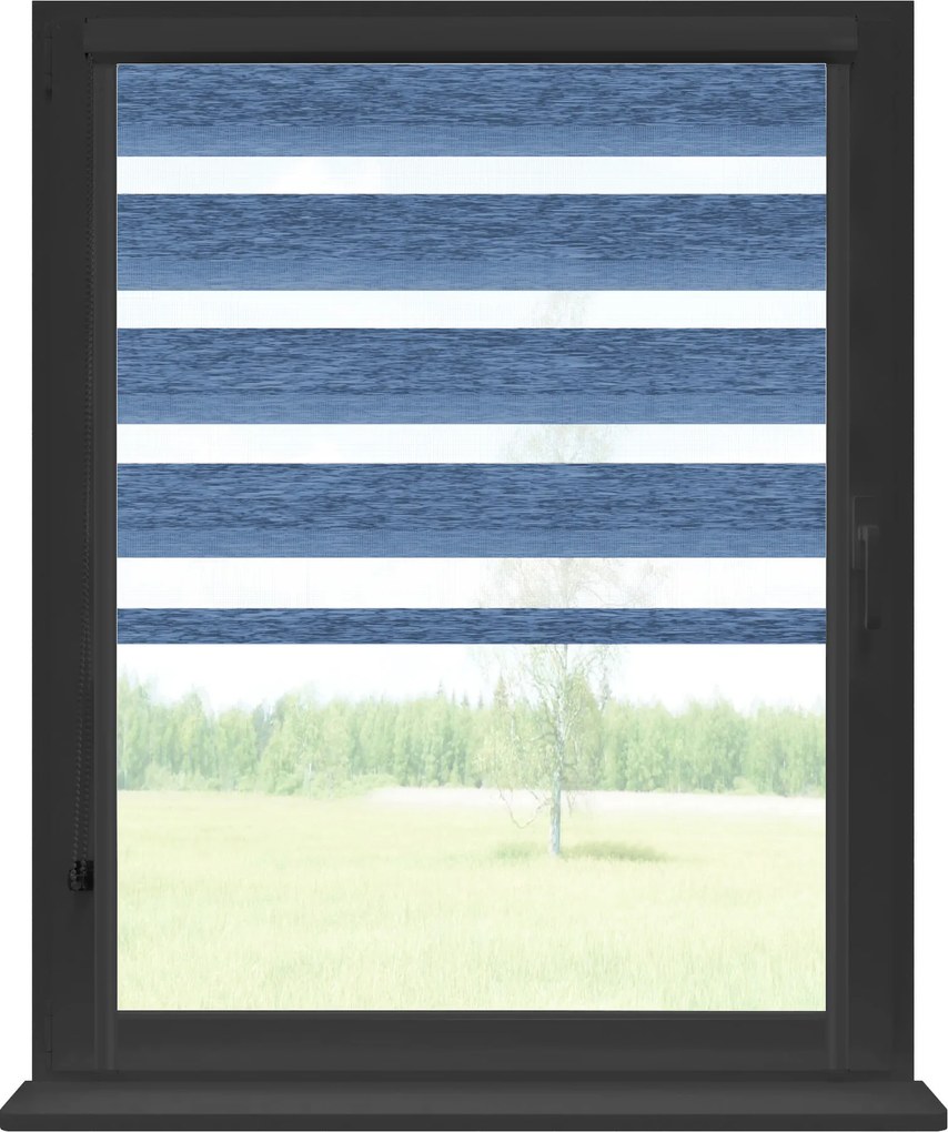 Dekodum Roleta den a noc v antracitové kazetě premium, barva látky Safír Šířka (cm): 149, Výška (cm): Balkonová (do 200 cm), Strana mechanismu: Levá