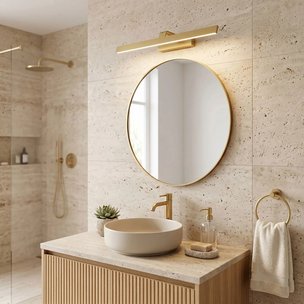 Toolight Rea, Koupelnové nástěnné LED svítidlo SWE008-1W 58cm BRUSH GOLD, OSW-20107