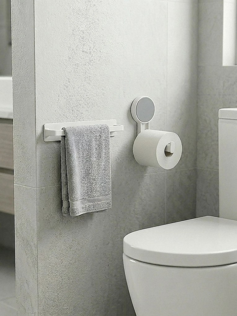 Sinsay - Koupelnová sada: držák na toaletní papír a háček - bílá