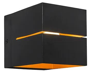 Sada 2 moderních nástěnných svítidel černé barvy se zlatým vnitřkem 9,7 cm - Transfer Groove