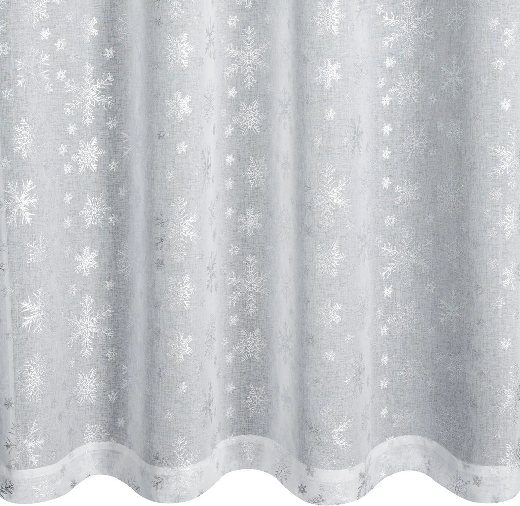 VÁNOČNÍ ZÁCLONA NA KROUŽCÍCH SNOW 140X250 CM VZOROVANÁ