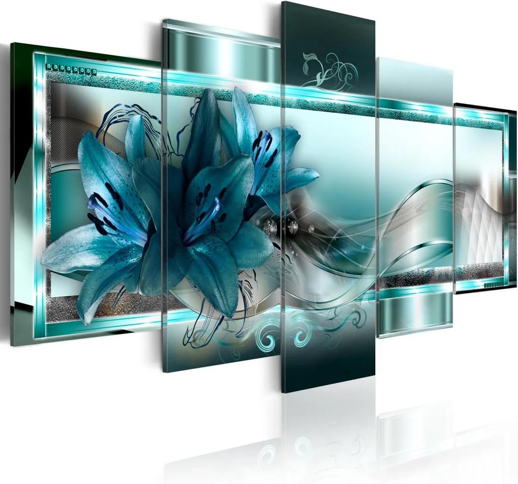 Obraz lilie modrošedá + háčky a hřebíčky ZDARMA Velikost (šířka x výška): 200x100 cm