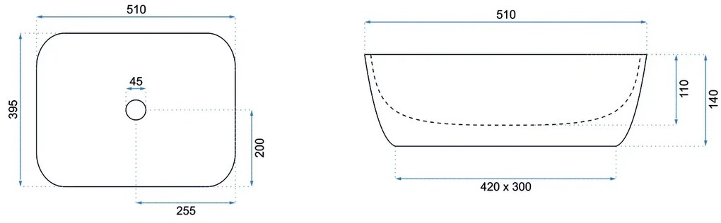 Umyvadlo na desku REA FREJA traverin