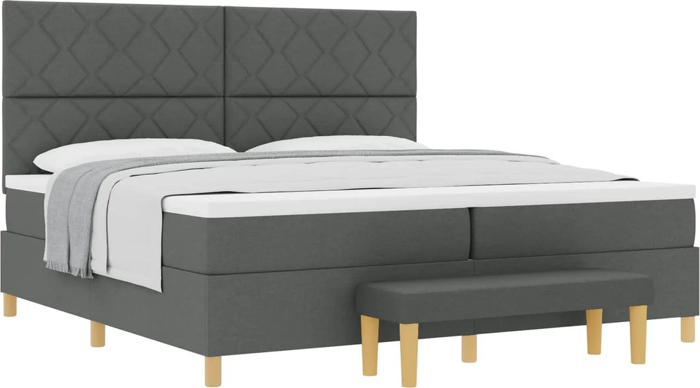 Postel s boxspringem s čelo Tmavě šedá 200 x 200 cm textil 3344402