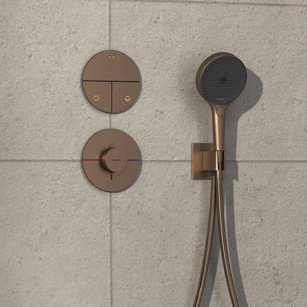 Hansgrohe ShowerSelect Comfort S, ventil pod omítku pro 3 spotřebiče, kartáčovaný bronz, HAN-15558140