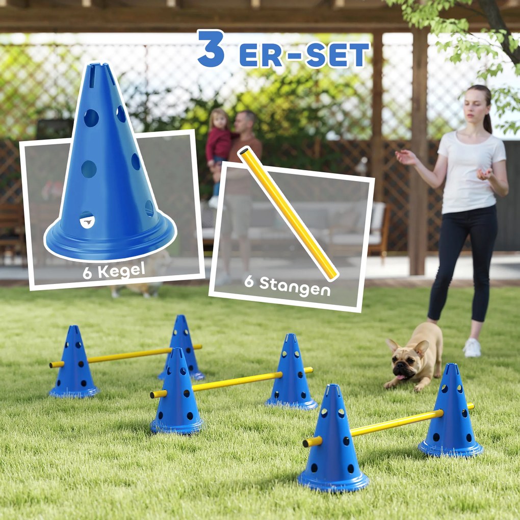 Agility set pro psy 3-dílné vybavení pro výcvik psů Zásuvná sada překážek se 6 kužely 3 překážky Přepravní taška