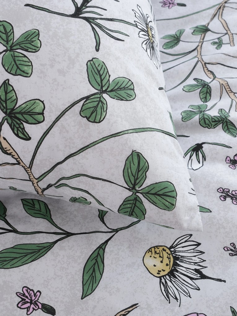 MK Lůžkoviny Bavlněný povlak na polštář Renforcé 70 x 90 cm - Herbář šedý