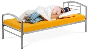 Autronic Postel jednolůžková 90x200 cm, kovová šedý lesk BED-1900 SIL