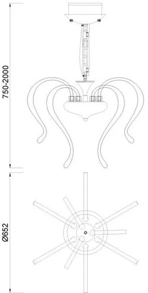 Mantra 5562 Versailles, impozantní závěsné svítidlo s různými režimy svícení LED 106W 3000K, průměr 65cm