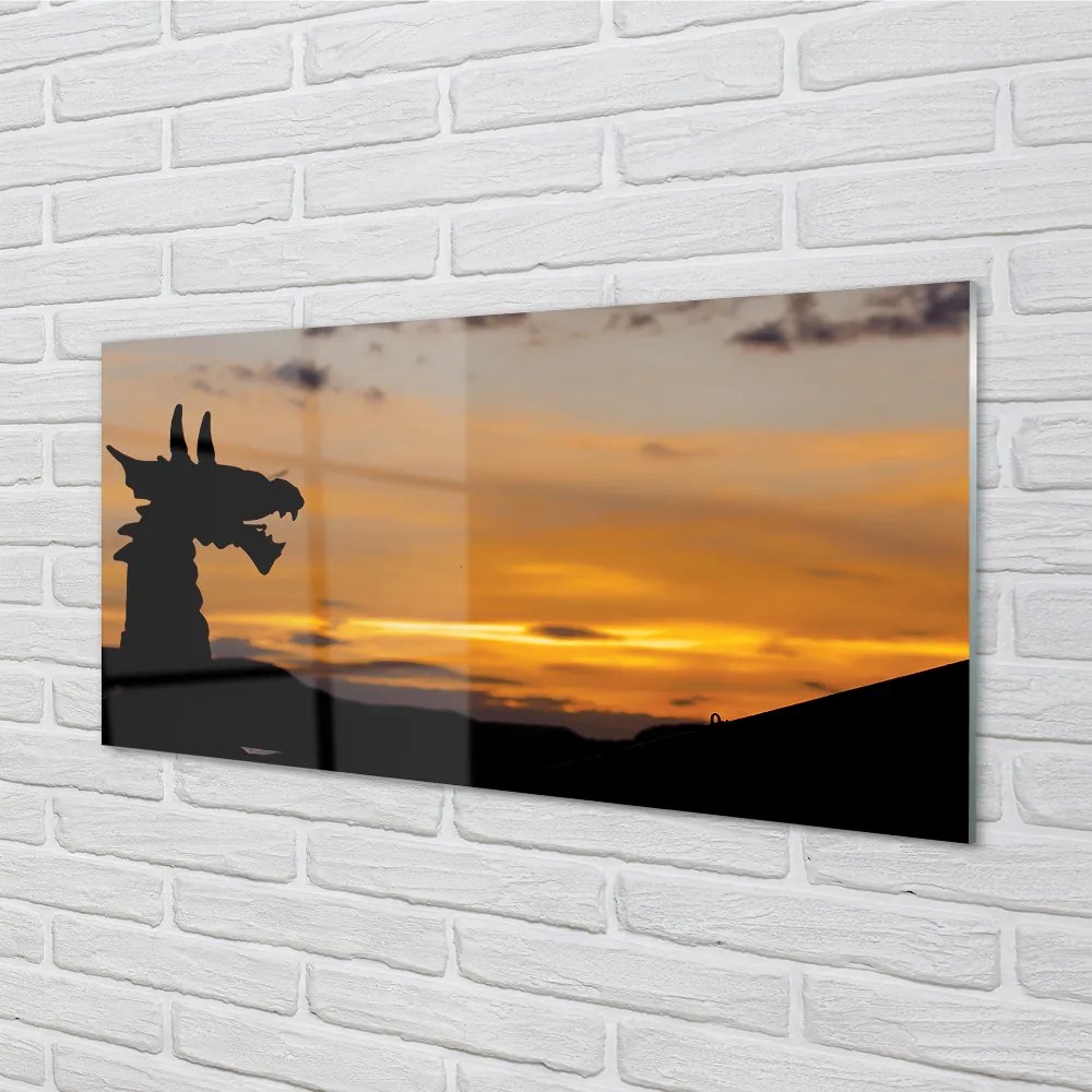 Skleněný panel Slunce oblohu drak 140x70 cm