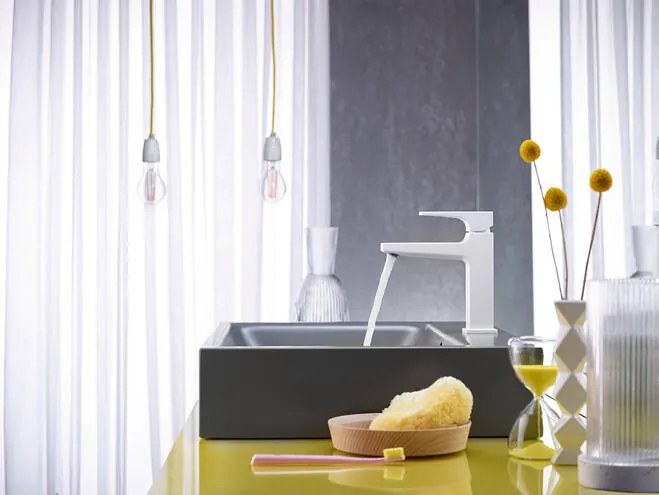 Hansgrohe Metropol, umyvadlová baterie 110 s výpustí Push-Open, bílá matná, 32507700