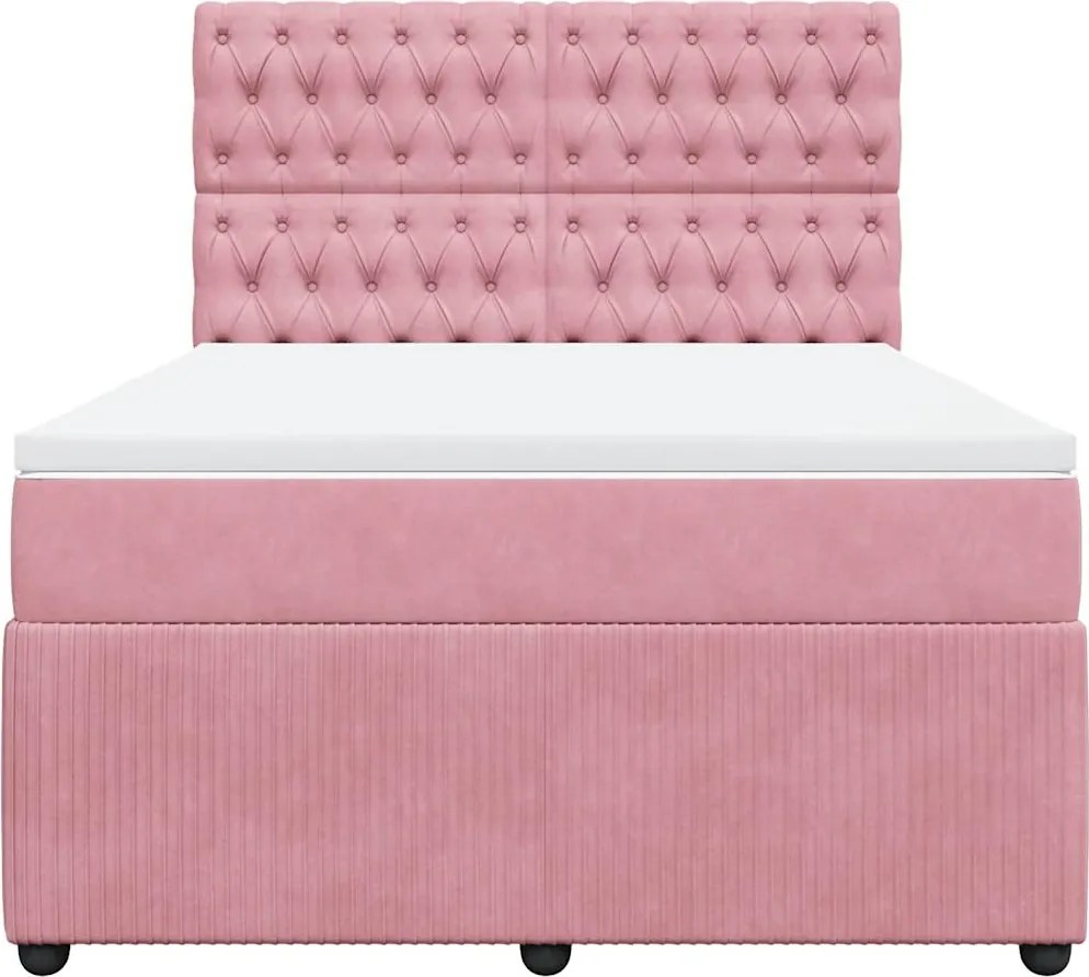 Box spring postel s matrací růžová 140x200 cm samet 3294669