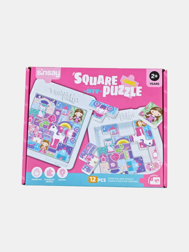 Sinsay - Puzzle se základní deskou a motivem princezen - fuchsiová