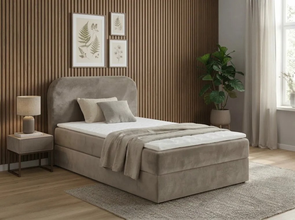 Čalouněná postel boxspring FORENA 90x200 cm béžová Matrace: Matrace Bonell pružinová