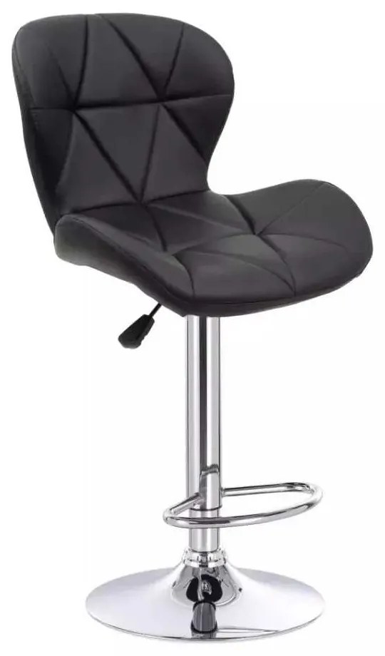 LuxuryForm DESIGN Barová židle LIVIO na stříbrné kulaté podstavě - černá