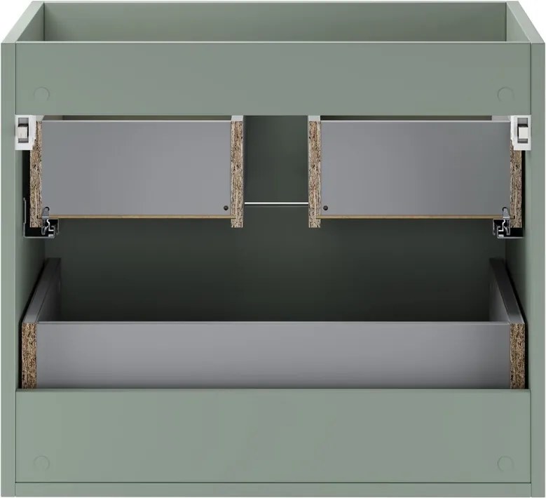 Závěsná skříňka pod umyvadlo Aster Ovalia s deskou 100 cm dub cremona/zelená