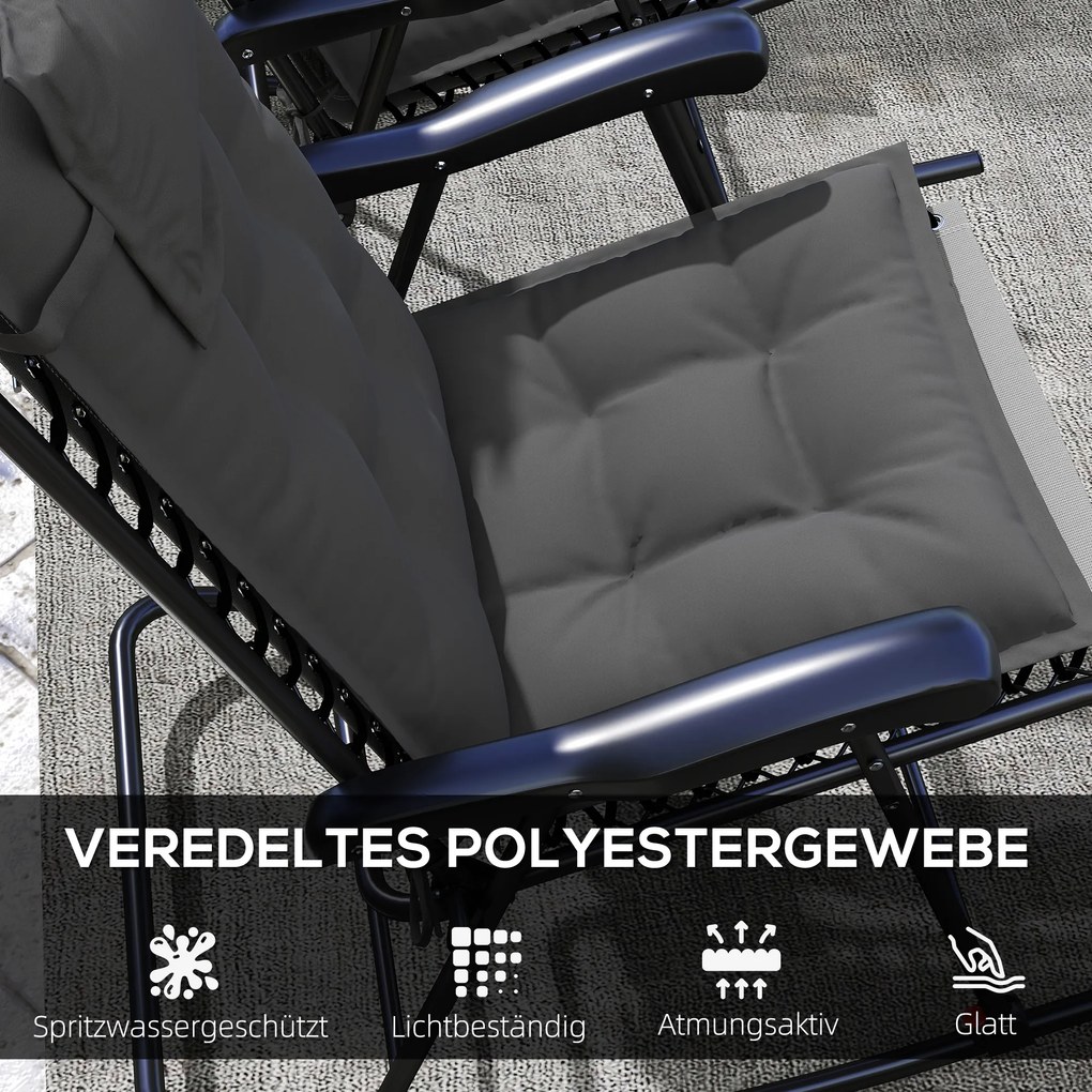 sada 2 polštářů na lehátko Voděodolný polštář na zahradní lehátko 50x116x5 cm, tmavě šedý